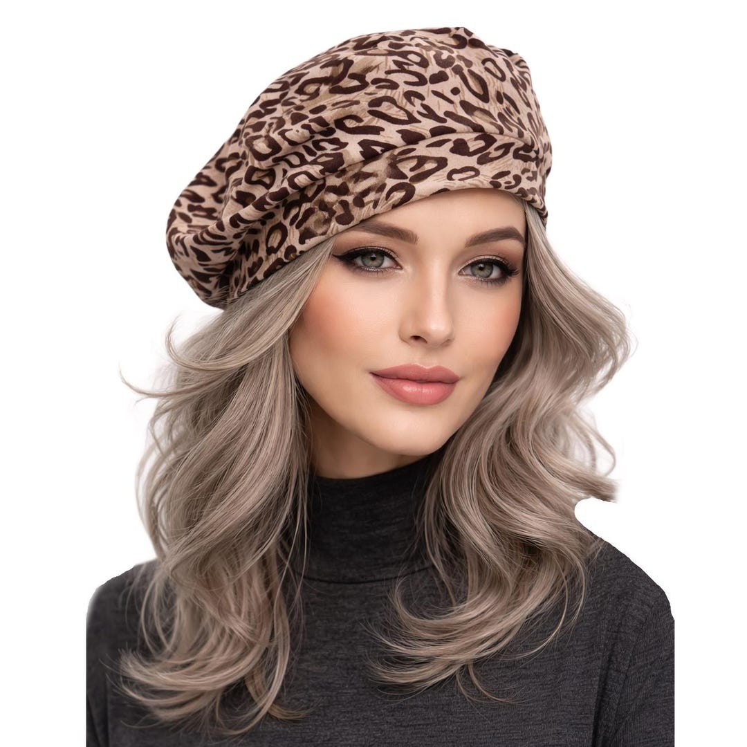 Beret for Women: Handmade in Leopard Print Jersey and Lined in Satin - Etsy