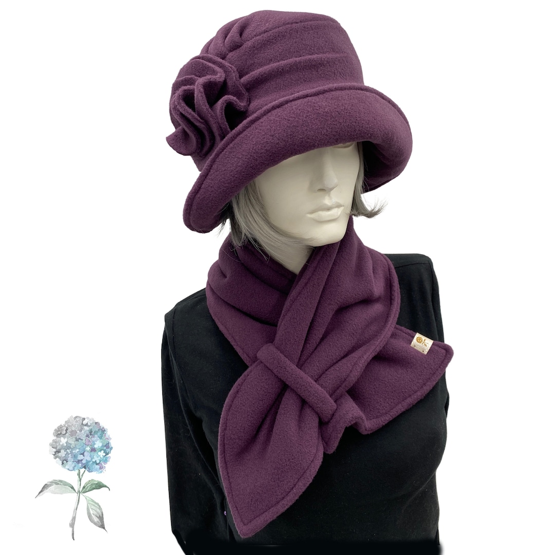 Satin Lined Winter Hat, Cloche Hat Women, Unique and Elegant Fleece Hat ...