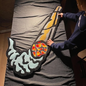 Just Hit It! Swoosh Joint Rug – Handmade Tufted 420 Carpet, Funky Blunt ...