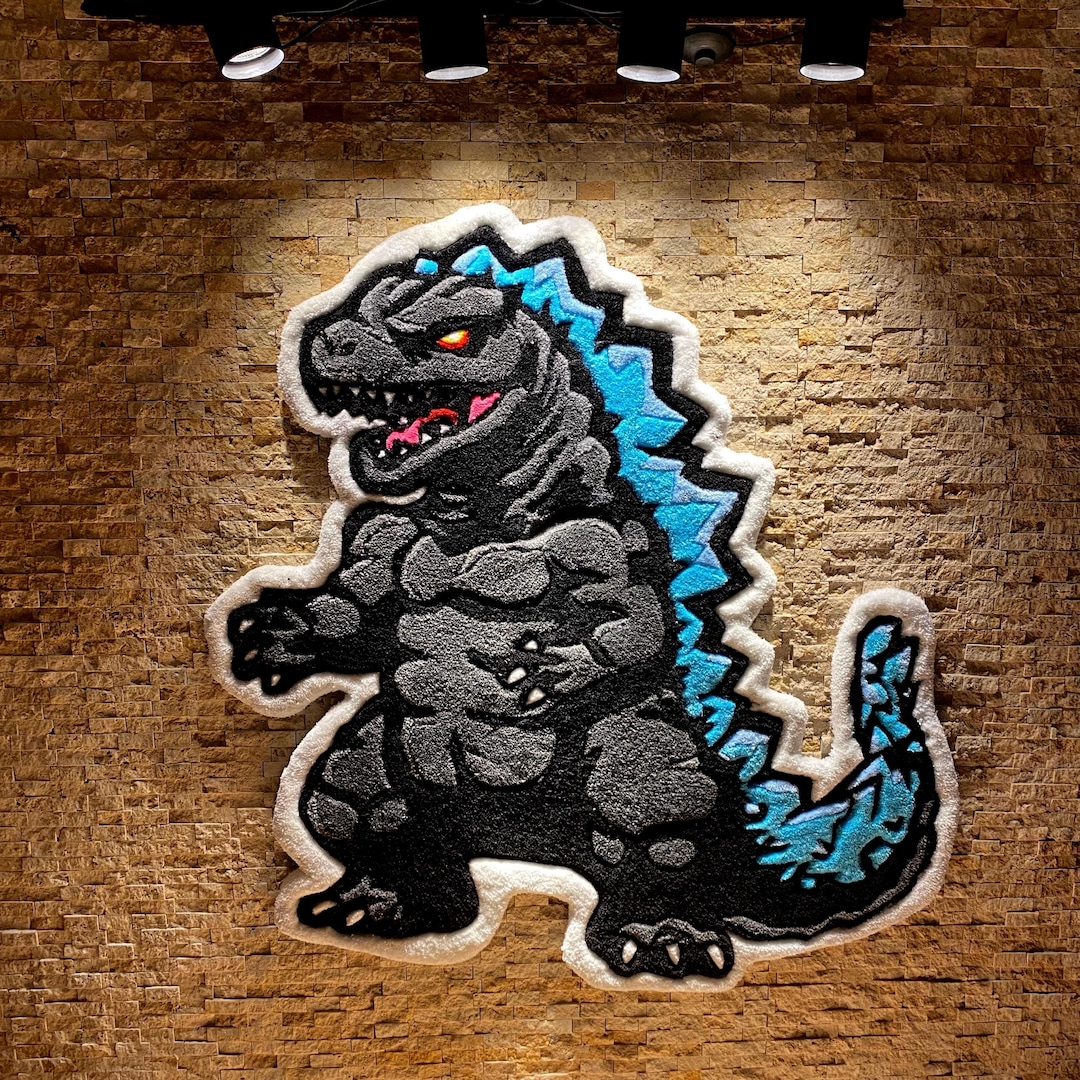 Godzilla Rug – Handmade Tufted Monster Carpet, Kaiju Room Decor ...