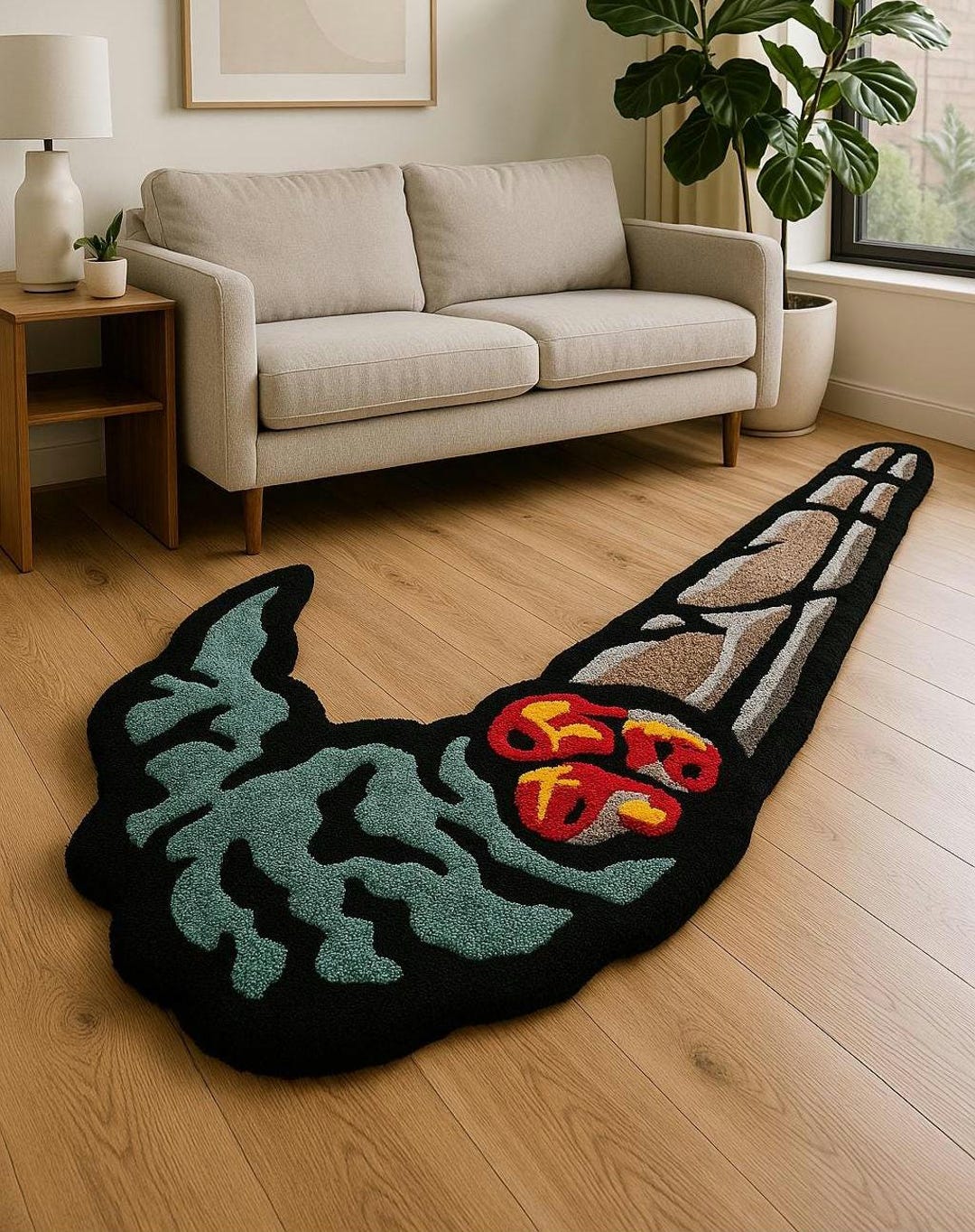 Just Hit It! Swoosh Joint Rug – Handmade Tufted 420 Carpet, Funky Blunt ...