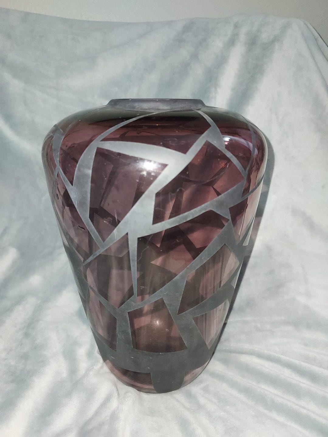 John Paul Robinson Signed Art Glass Hand Blown Abstract Lavender Vase ...