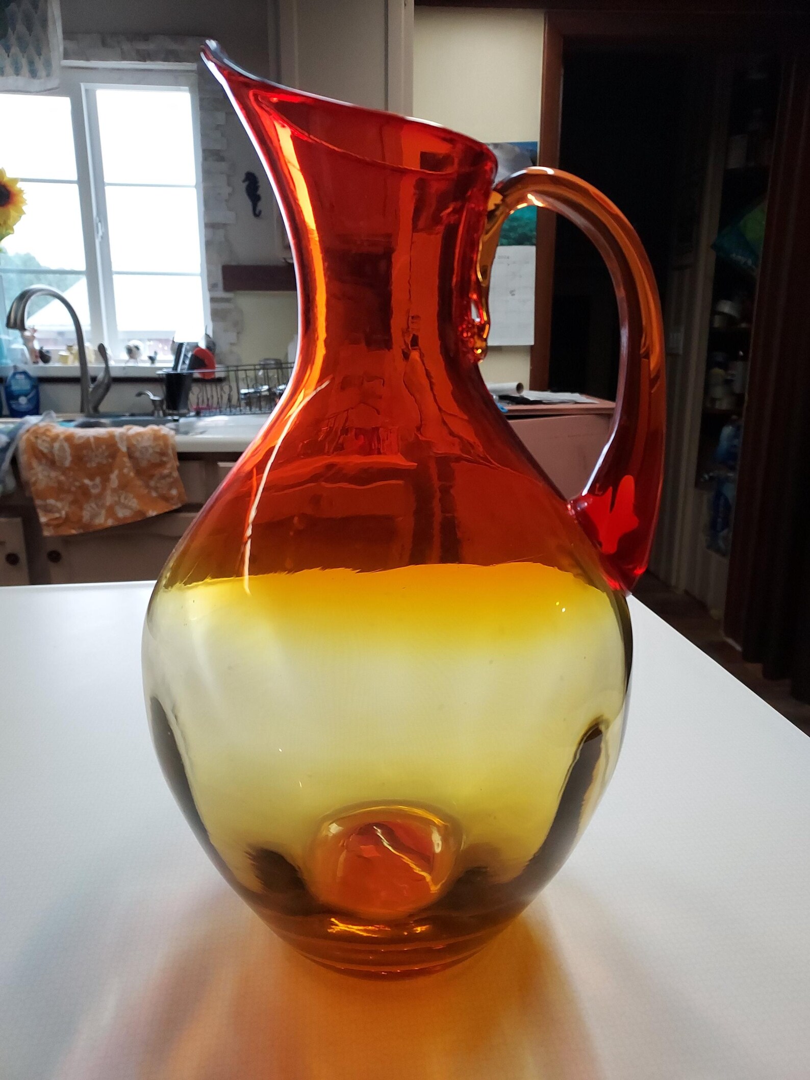 Large Blenko Amberina Glass Pitcher - Etsy