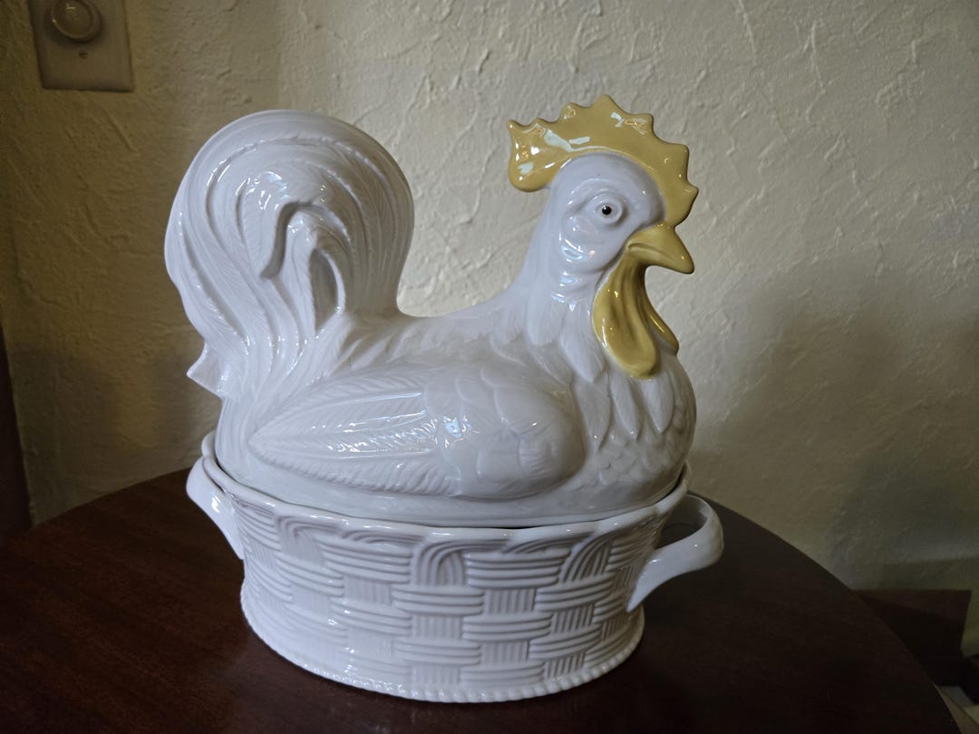 Large Carbone Vintage Rooster Tureen or Casserole Dish Made in Italy ...