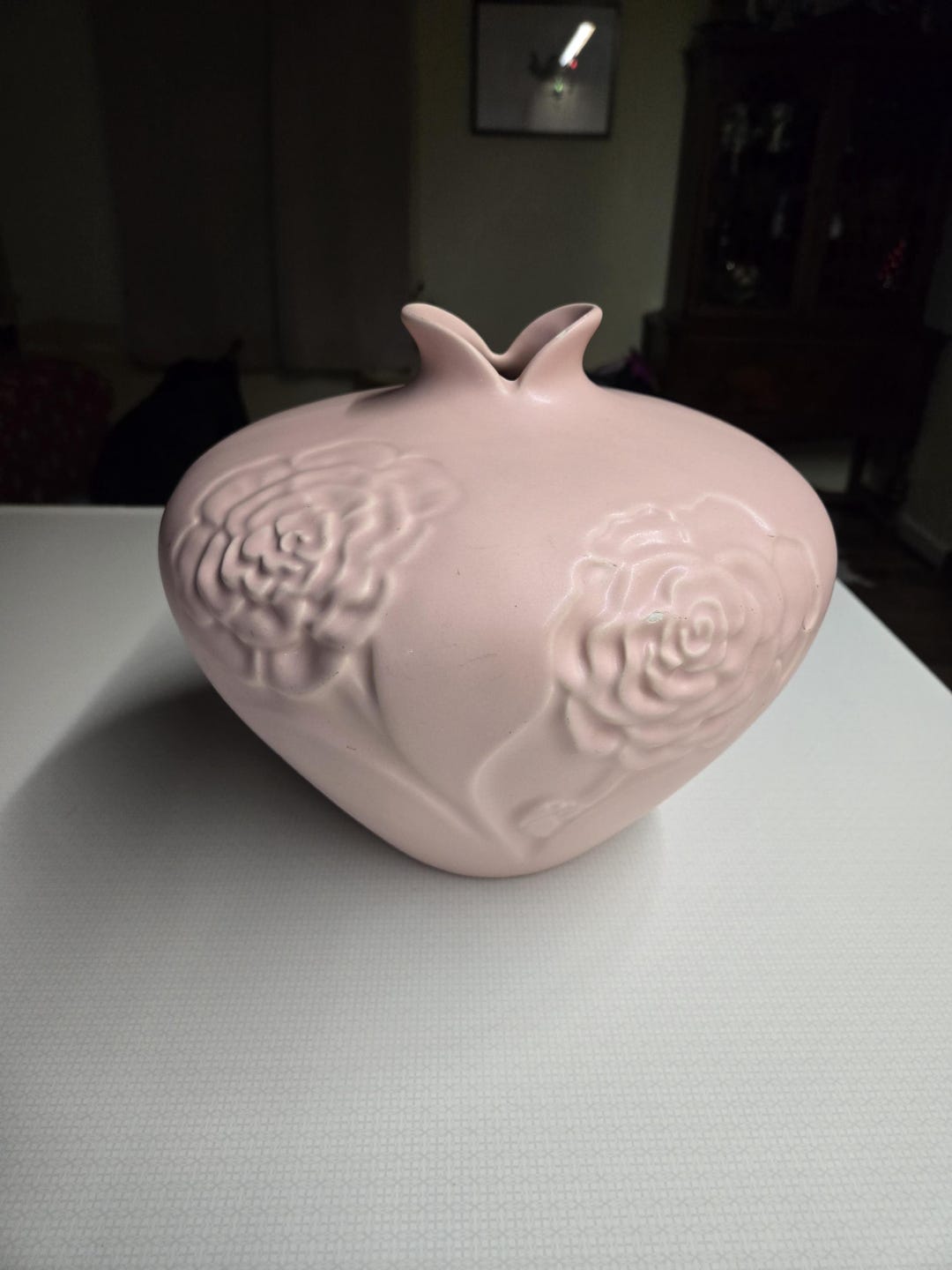 Vintage Haeger Pottery Pastel Pink Roses Large Art Vase. This Piece is ...