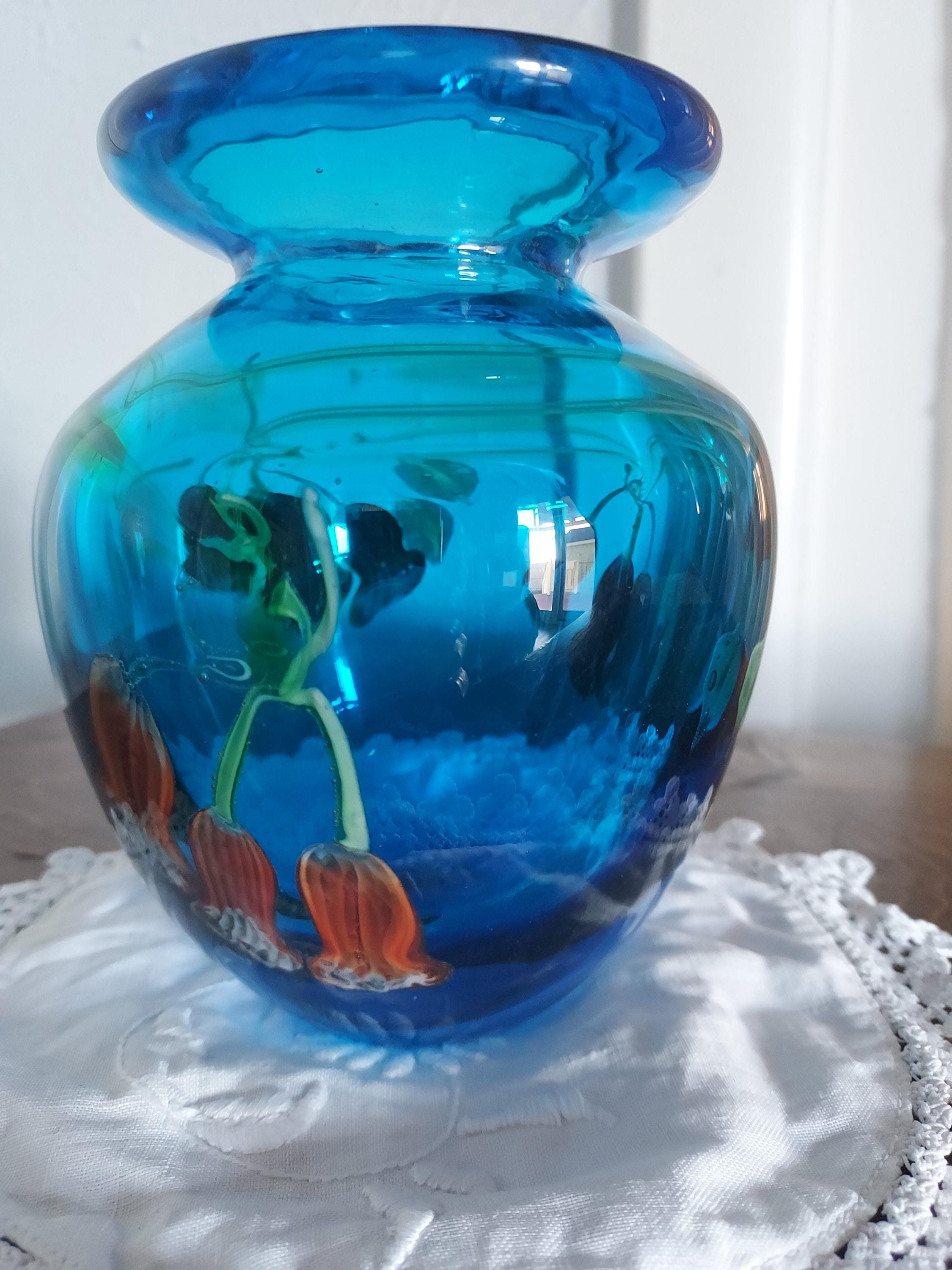 Blue Glass Vase Made In Italy