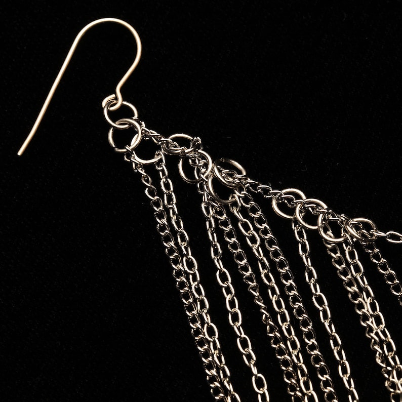 Long Dangling Chain Earrings in Silver on Nickel Free Silver - Etsy