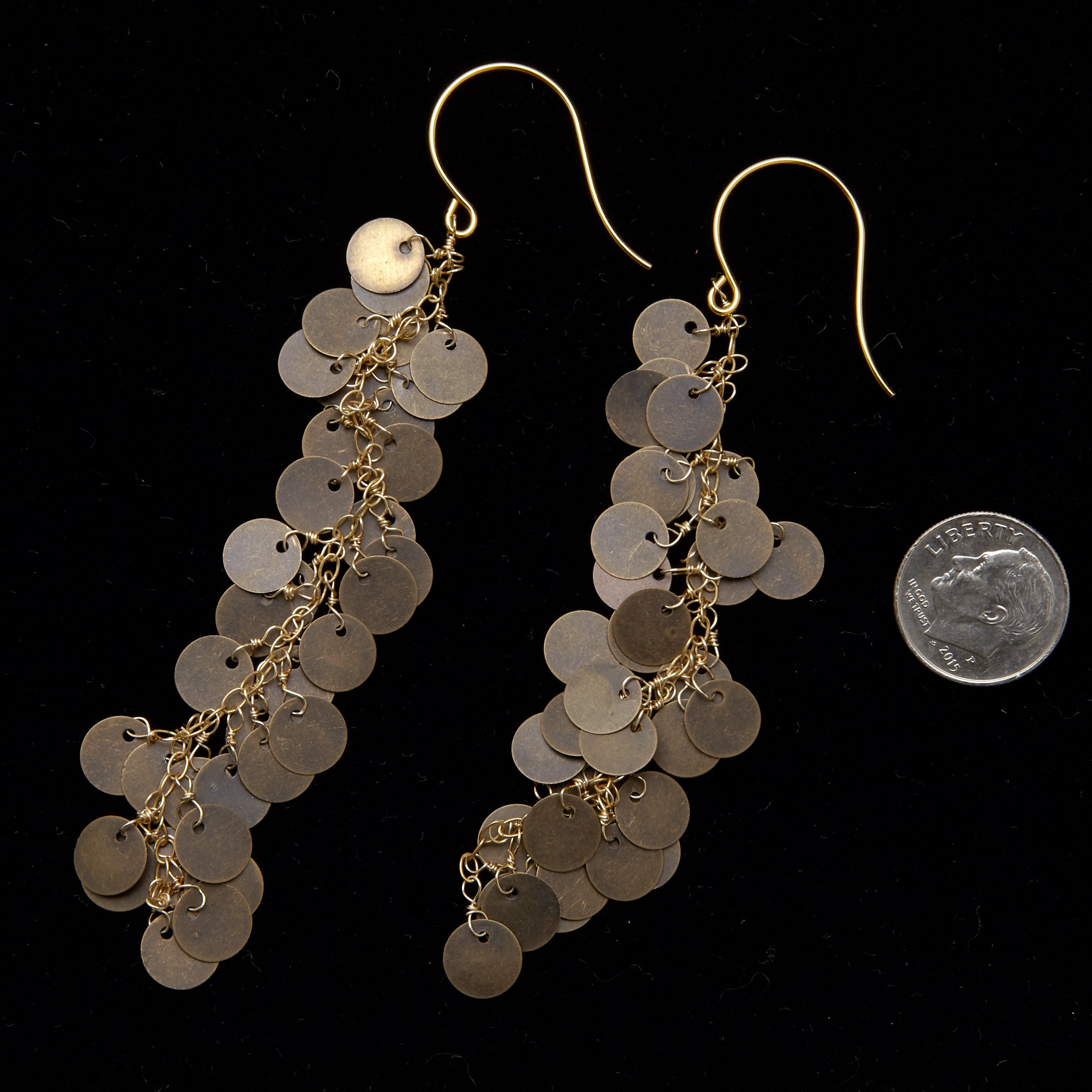 Long Dangling Metal Sequin Cluster Earrings - Big and Lightweight - Etsy