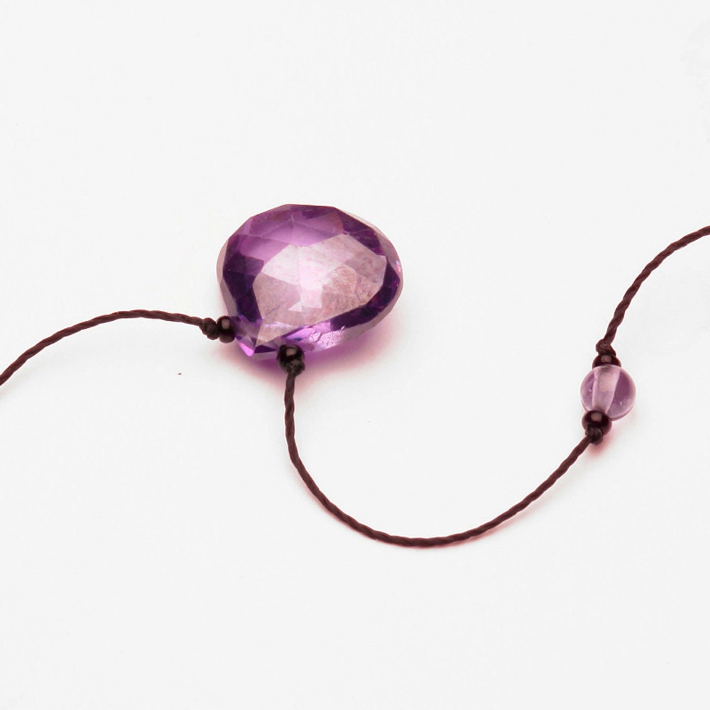 Purple Choker Necklace With a Heart Shaped Amethyst Colored Zircon ...