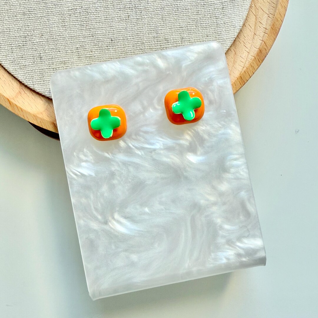 Persimmon Earrings: Vibrant Orange Fruit Jewelry - Symbol of Good ...