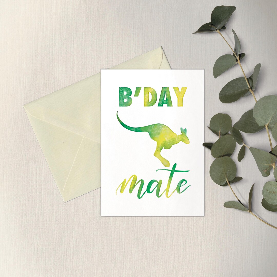 B'day Mate Birthday Card Watercolour Greeting Card for Him Her Friend ...
