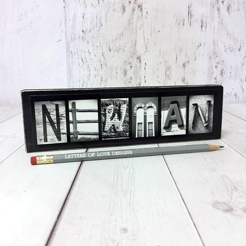 Custom Last Name Sign Photo Letters Art Personalized Home | Etsy