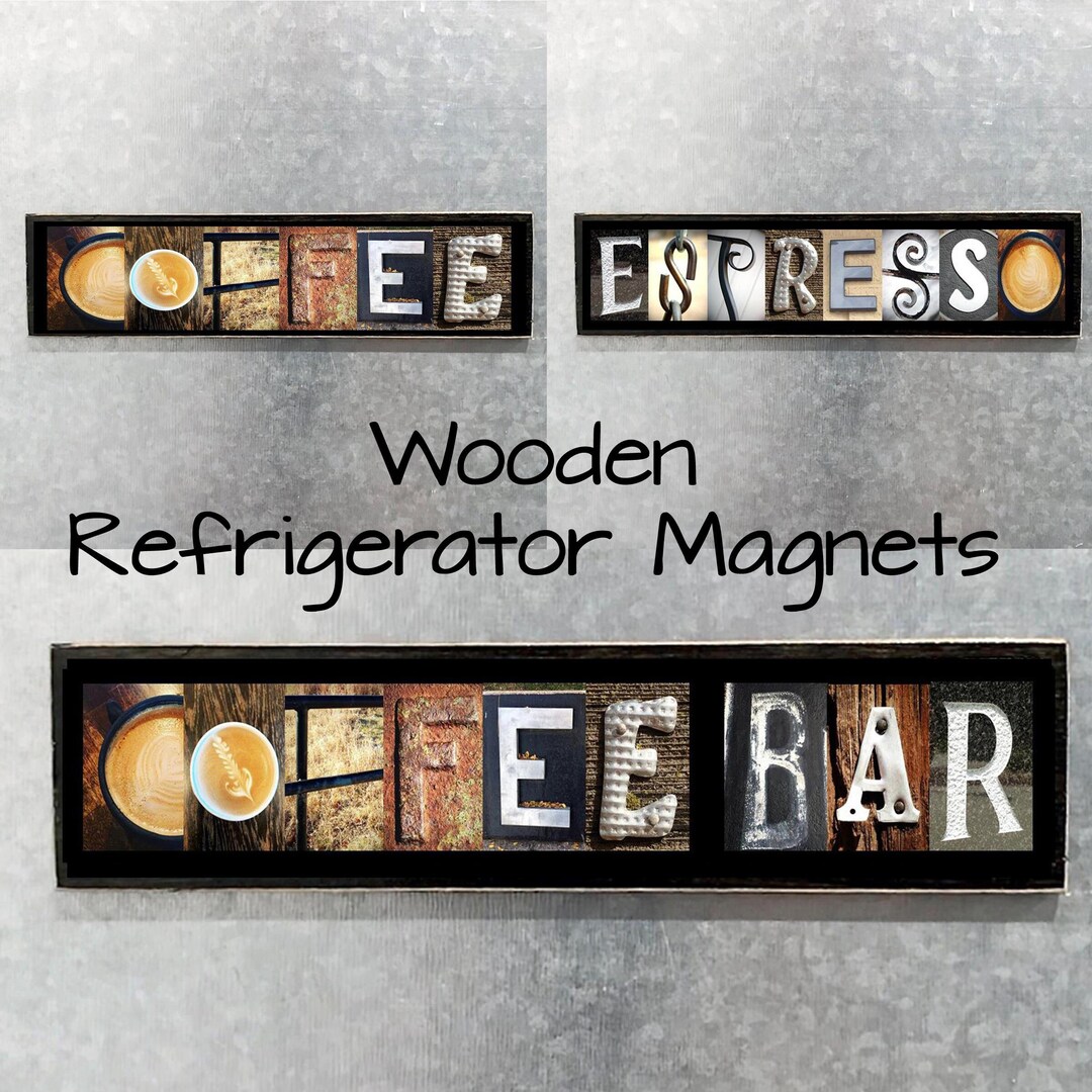 Coffee Gift, Coffee Refrigerator Magnet, Coffee Magnet, Coffee Wood ...