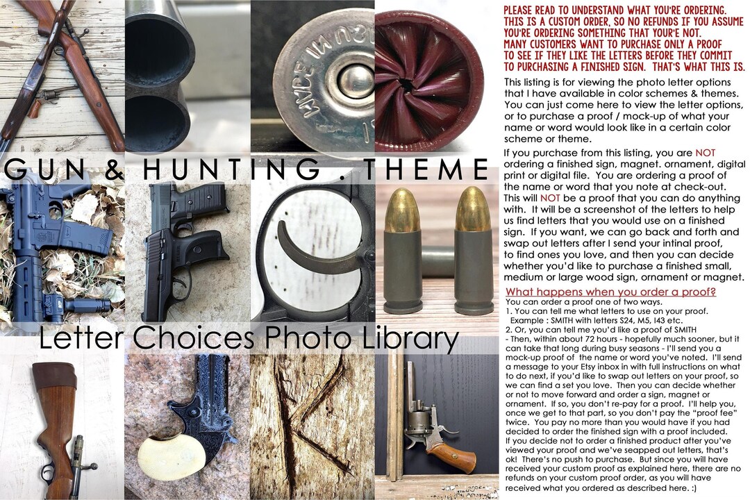 Gun Letter Proof, NOT Usable Digital File, Mockup, Gun Picture Letters ...