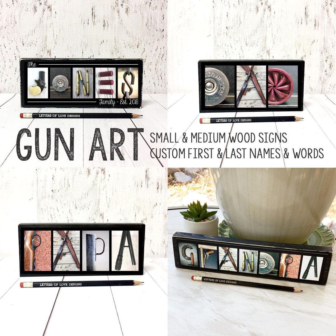 Gun Letter Art, Custom Gun Last Name Sign, Custom Gun Art Artwork, Gun ...