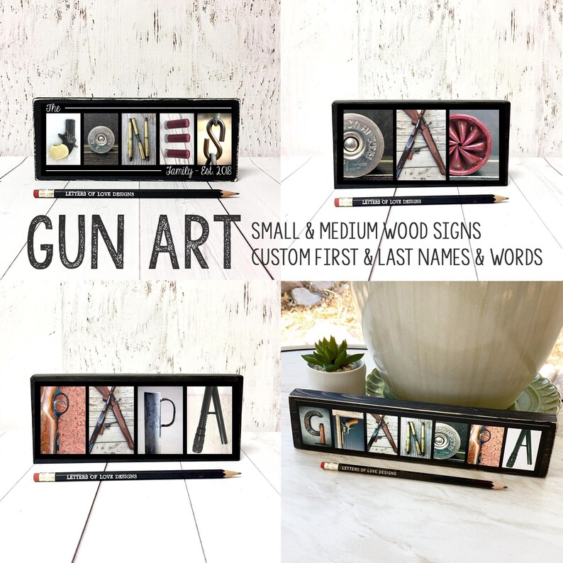 Gun Letter Art Custom Gun Last Name Sign Custom Gun Art - Etsy