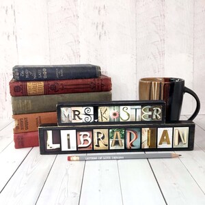 Librarian Gift, Librarian Ornament, Librarian Sign, Librarian Name Sign ...