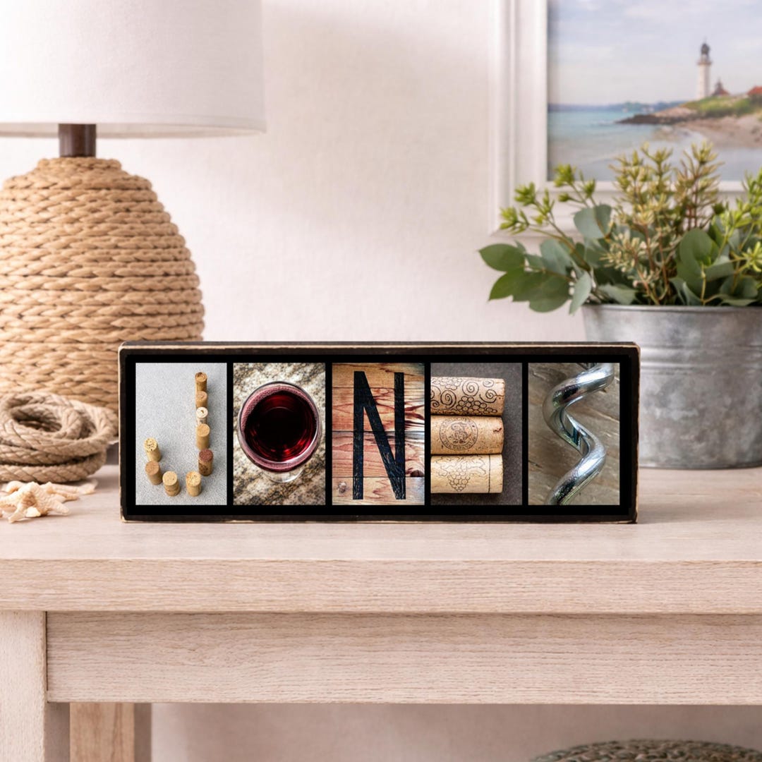 Custom Wine Letter Name Sign | Personalized Wine Photography Wood Art ...