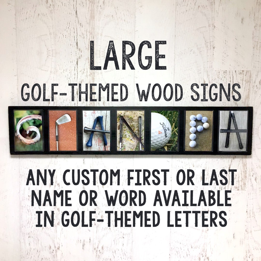 Grandpa Golf Gift, Golf Sign, Large Golf Art, Personalized Golf Name ...