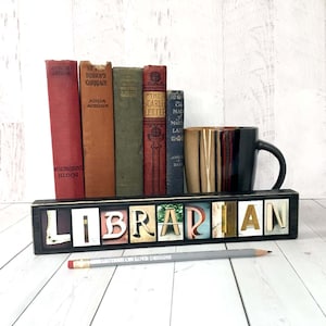 Librarian Gift, Librarian Ornament, Librarian Sign, Librarian Name Sign ...