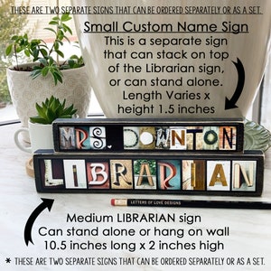 Librarian Gift, Librarian Ornament, Librarian Sign, Librarian Name Sign ...