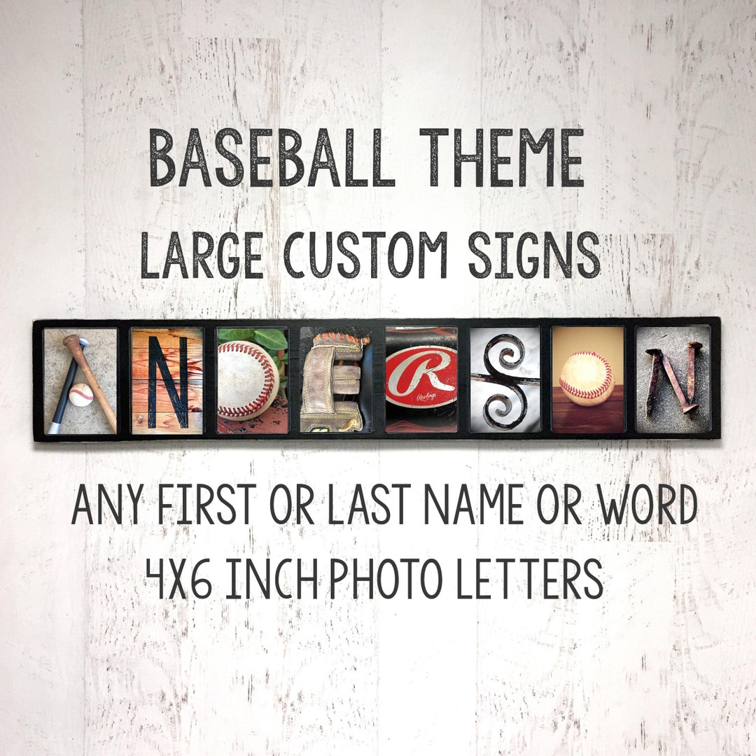 Baseball Name Sign, Custom Baseball Gifts, Large Baseball Wall Decor ...