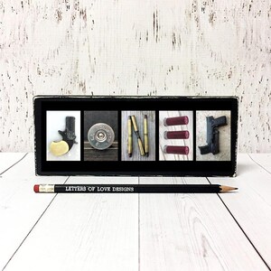 Gun Letter Art, Custom Gun Last Name Sign, Custom Gun Art Artwork, Gun ...