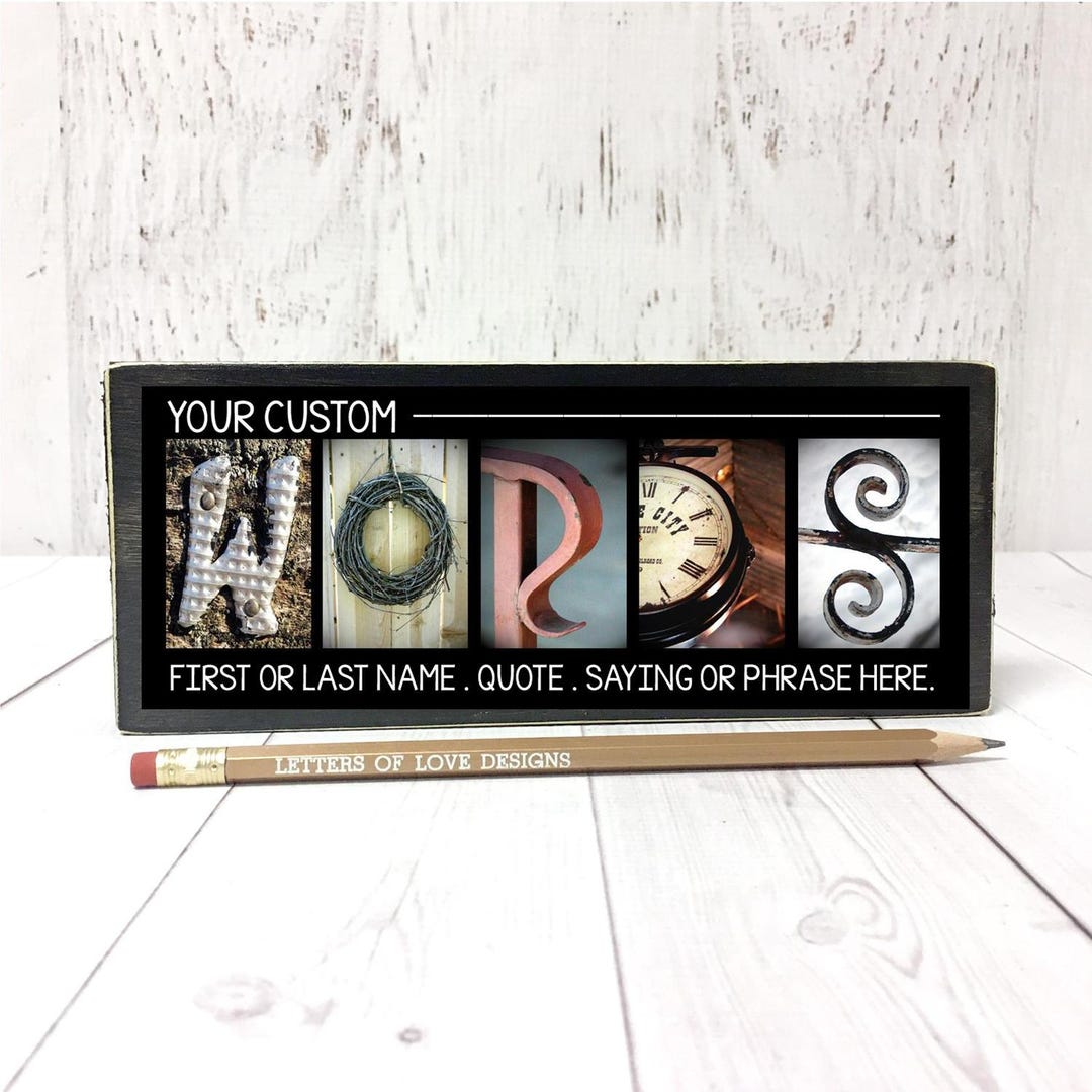 Personalized Word Art, Custom Word Sign, Photo Letter Signs, Picture ...
