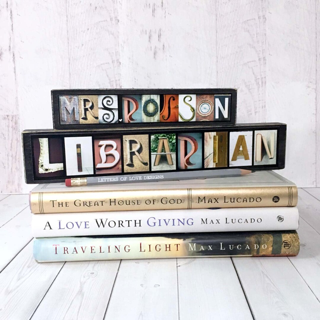 Librarian Gift, Librarian Ornament, Librarian Sign, Librarian Name Sign ...