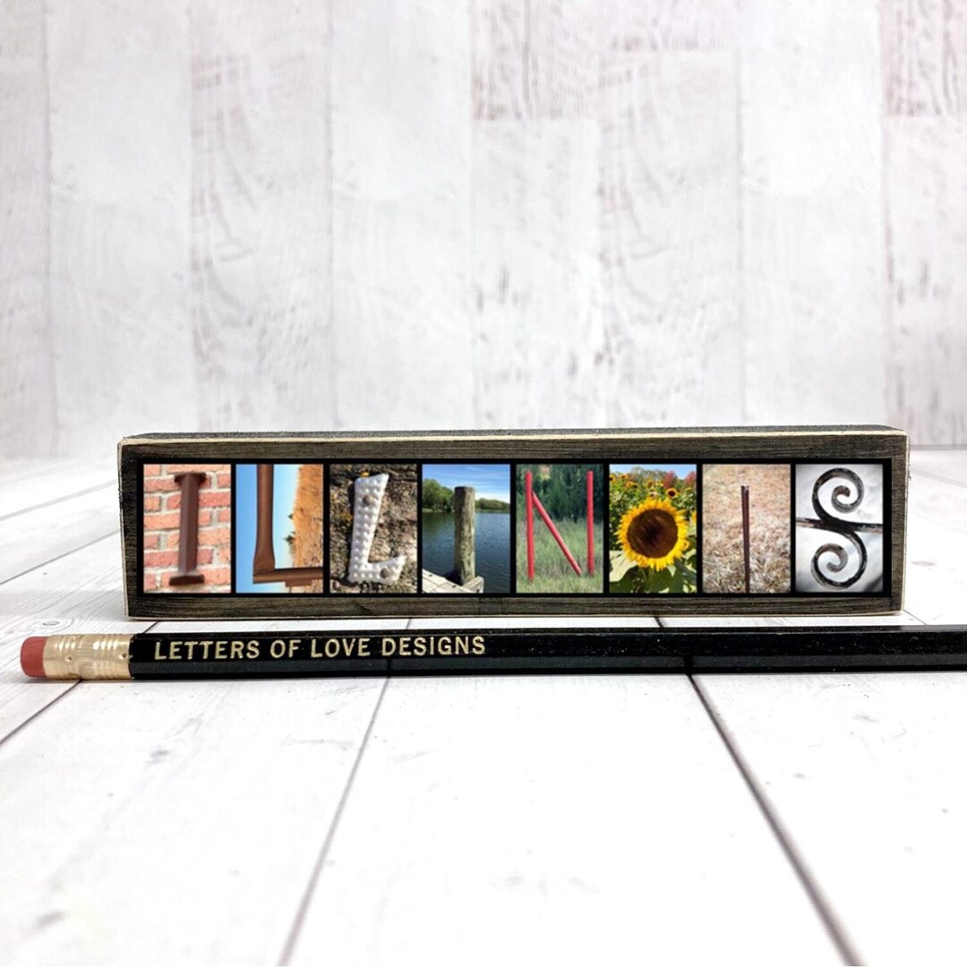 Illinois Sign, Illinois Wall Decor Art, Illinois State Name Sign ...