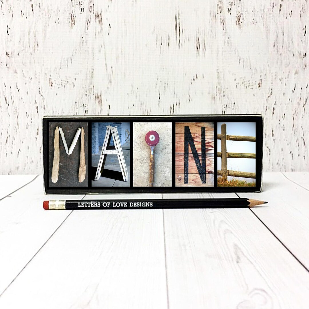 Maine Sign, Maine Gift, Coastal Wall Art, Handmade State Wood Sign ...