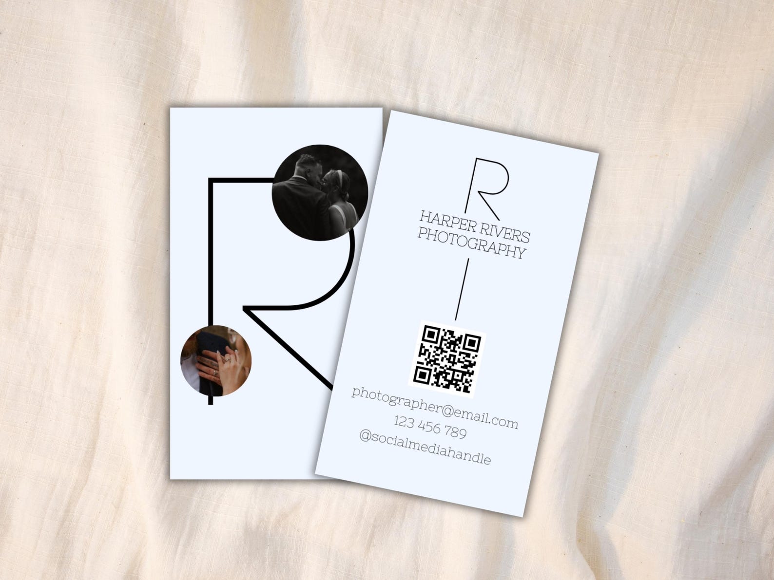 Printable Minimal QR Code Business Card Template Photography Business ...