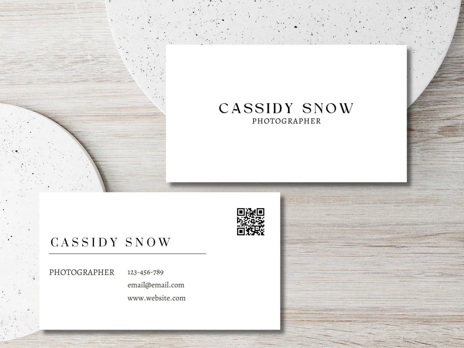 Printable Minimal QR Code Business Card Template Photography Business Card Canva Template Double ...