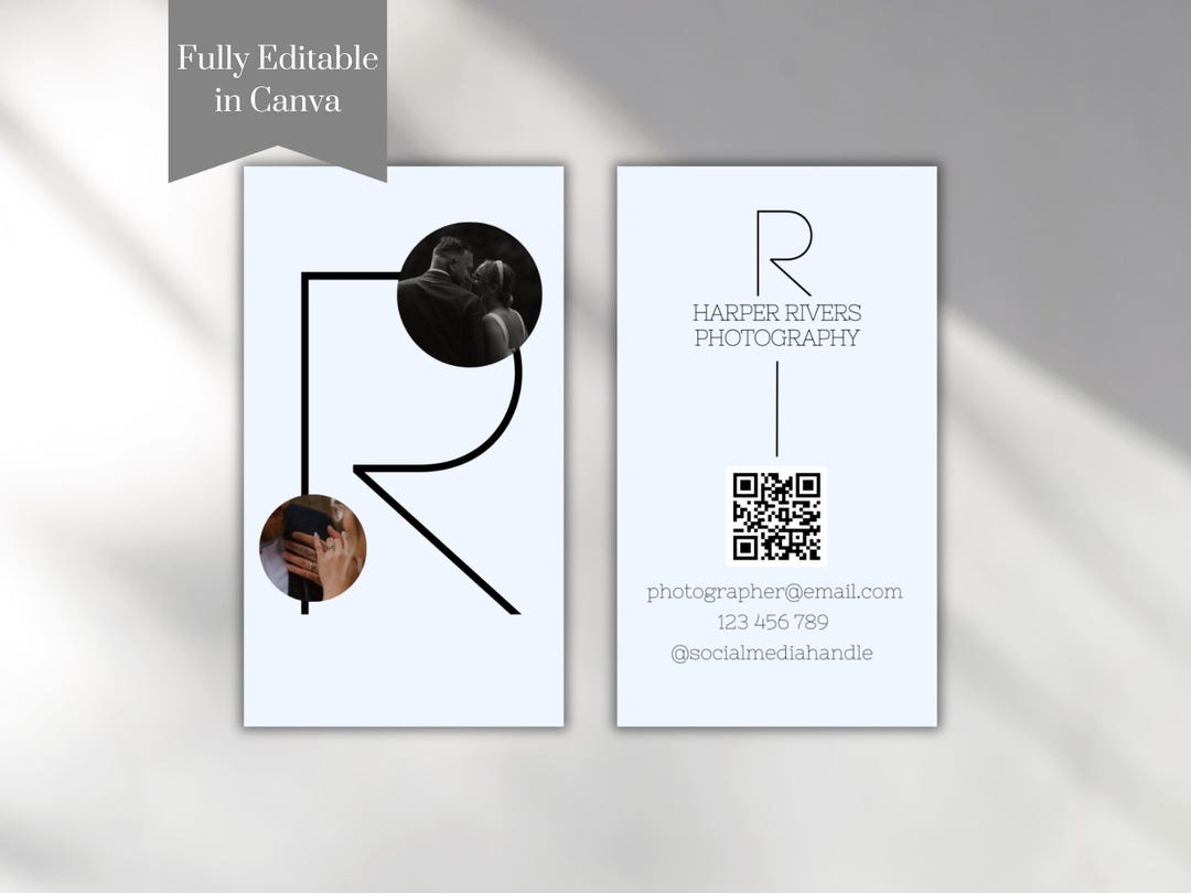Printable Minimal QR Code Business Card Template Photography Business ...