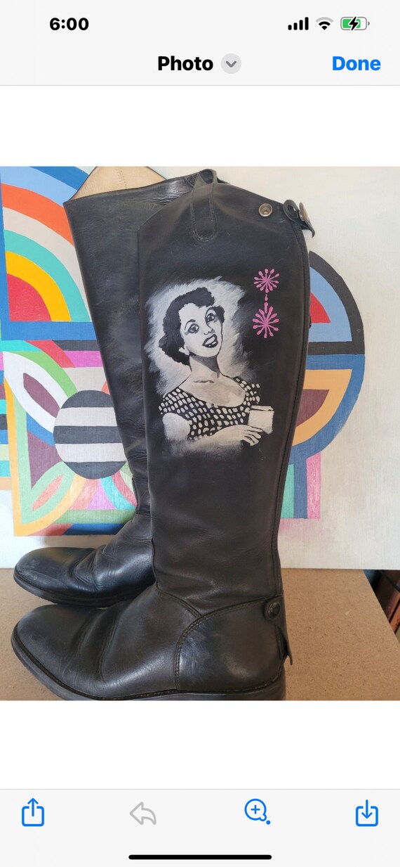 Custom painted vintage riding boots - Gem