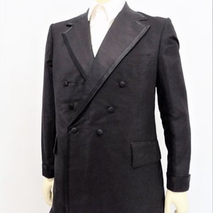 Vintage 70s Retro Prom Black Double Breasted Tux Tuxedo Jacket 42R Wide ...