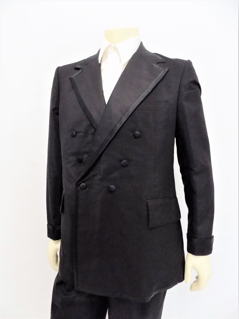 Vintage 70s Retro Prom Black Double Breasted Tux Tuxedo Jacket | Etsy