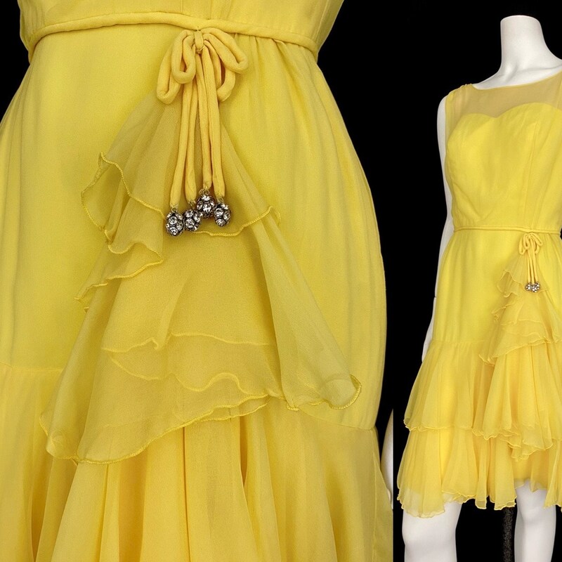 Yellow Chiffon Dress - Etsy