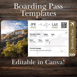Editable Boarding Pass Canva Templates - 5 Fully Customizable Canva ...