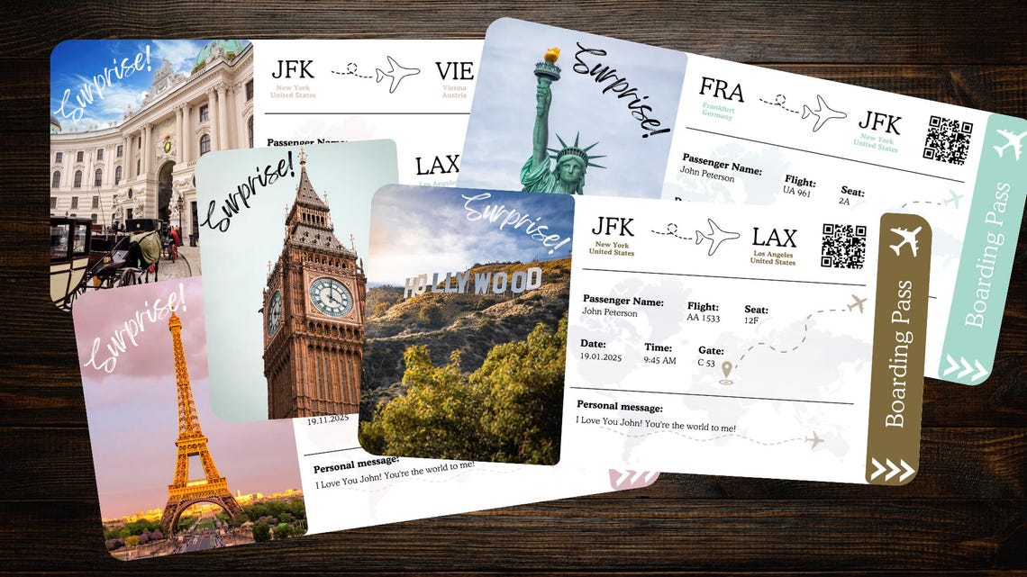 Editable Boarding Pass Canva Templates - 5 Fully Customizable Canva ...