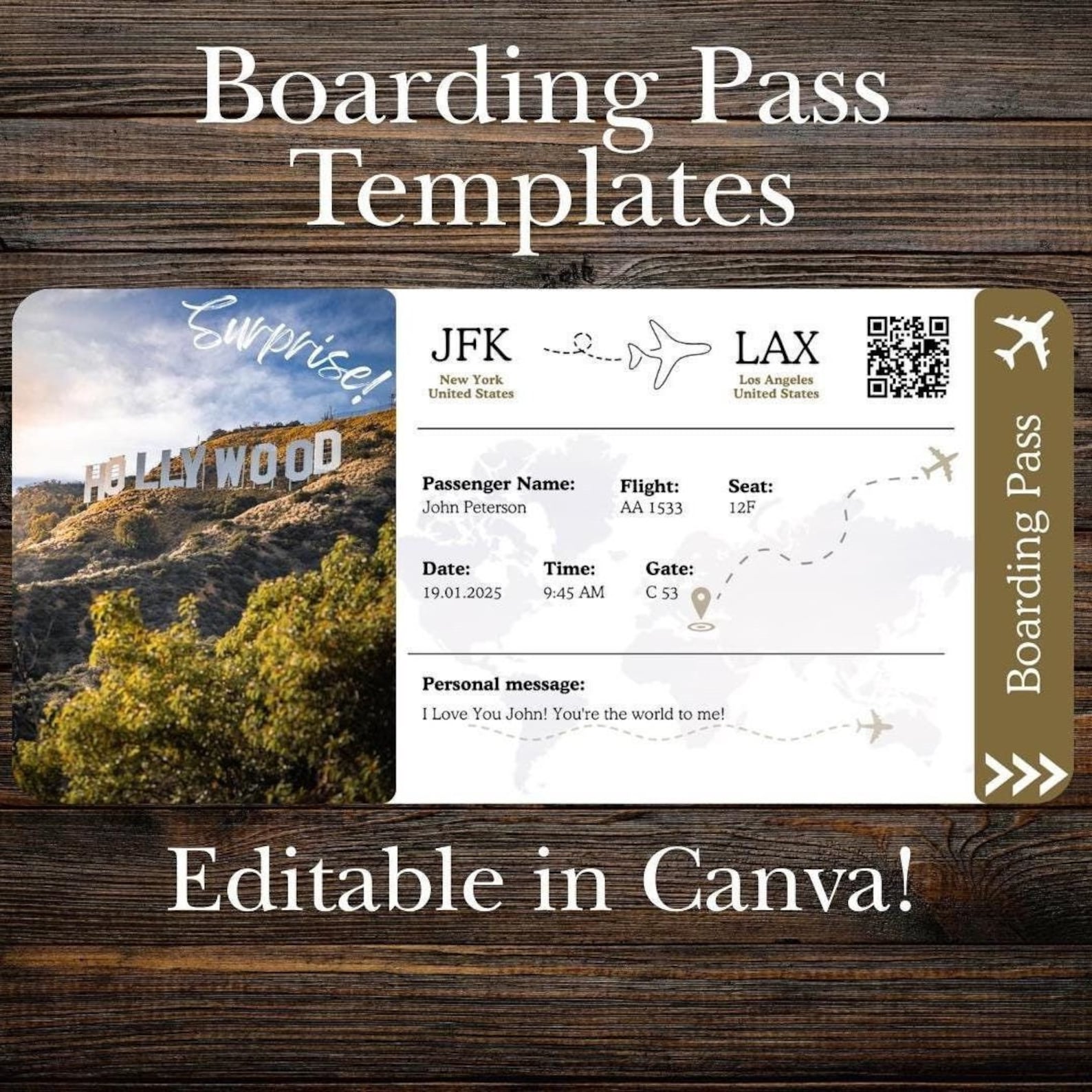 Editable Boarding Pass Canva Templates 5 Fully Customizable Canva ...