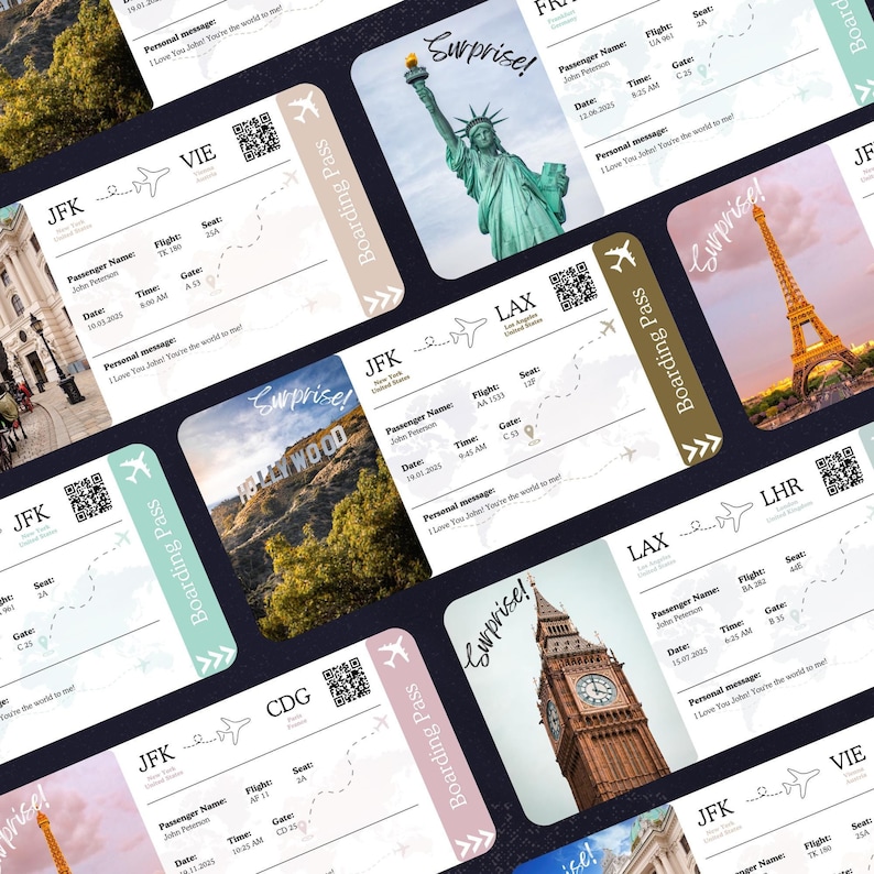 Boarding Pass Template Editable in Canva - Etsy