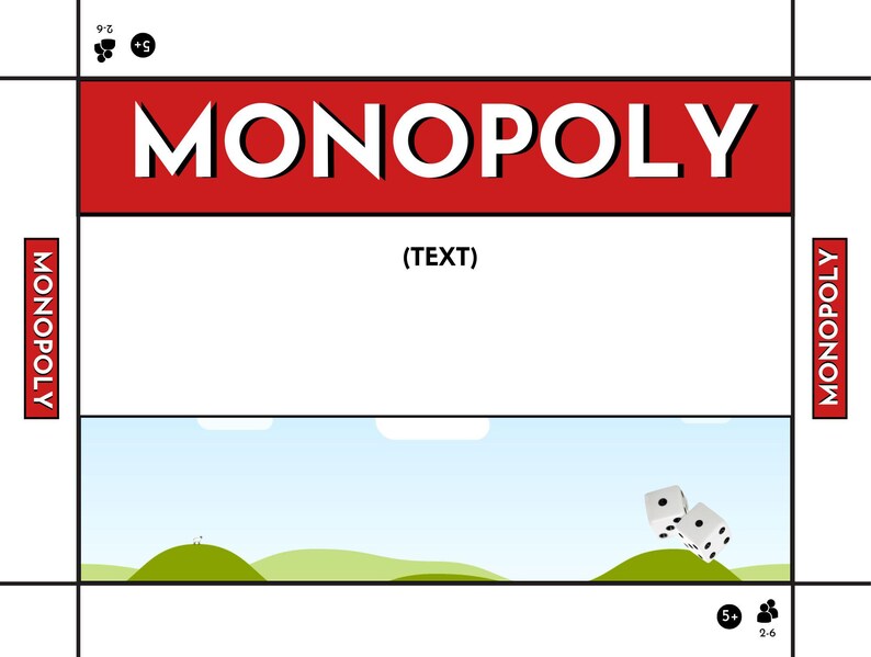 Editable Monopoly Template With Board+box+ Property Cards + Money ...