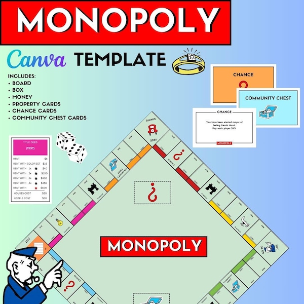 Monopoly template editable - Etsy México