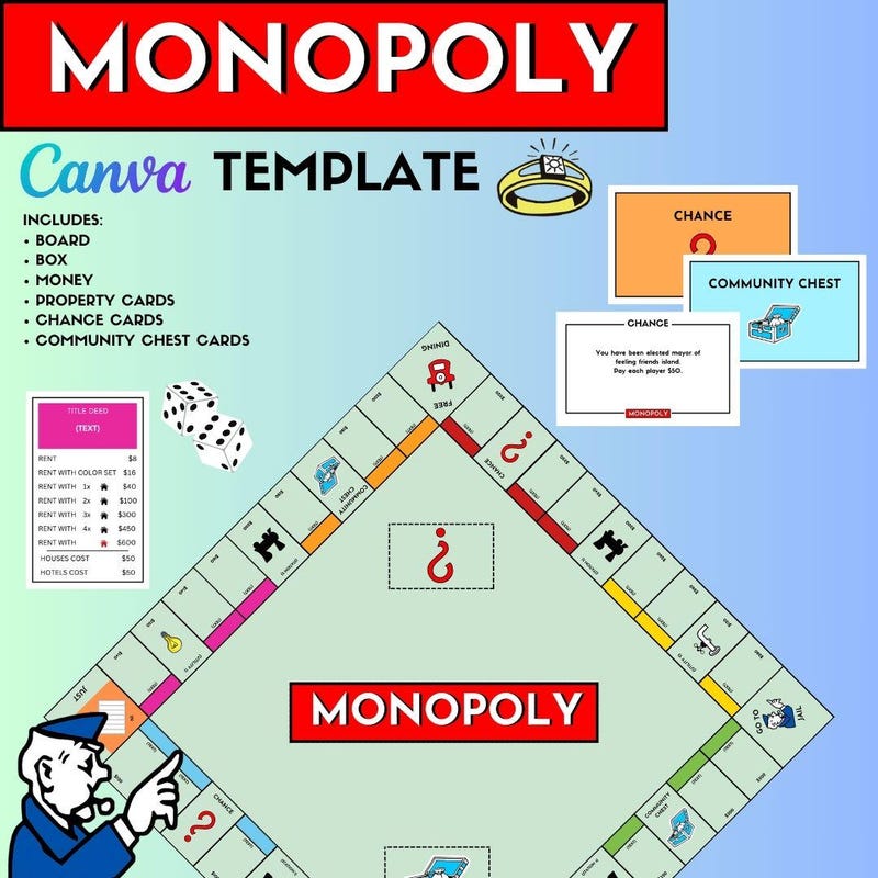 Monopoly Template - Etsy UK