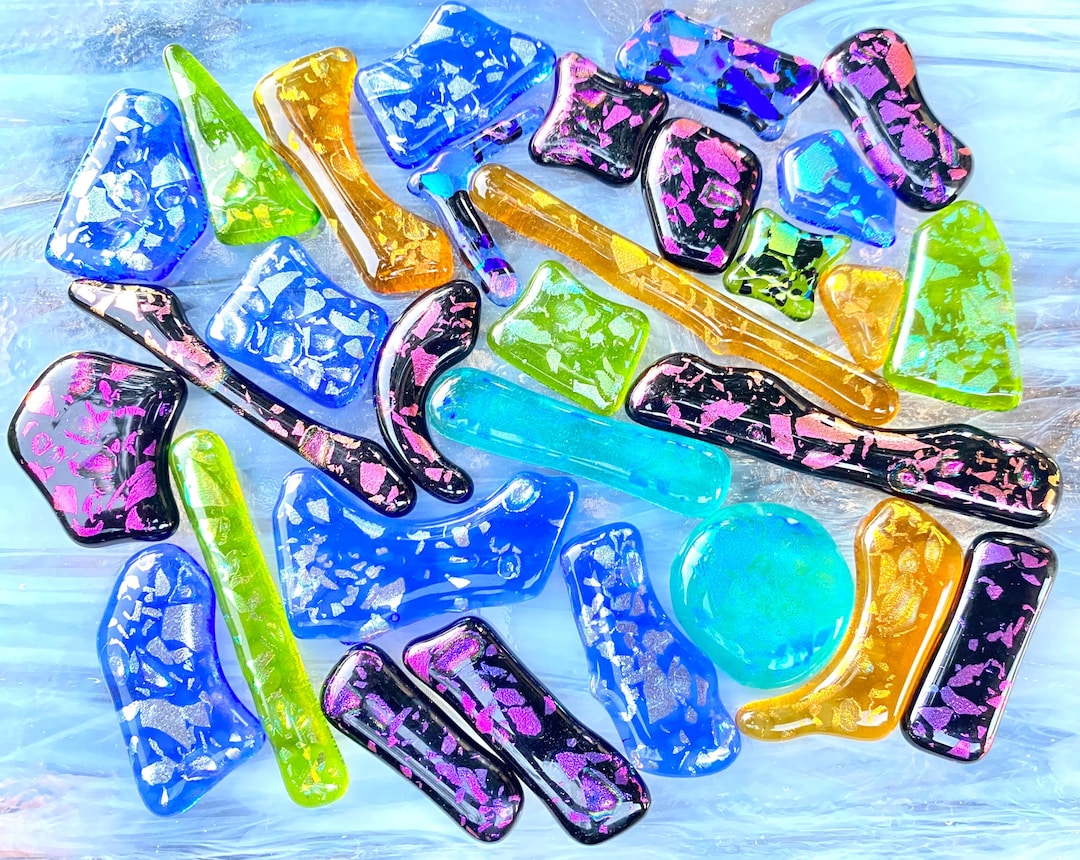 Lot of 30 Dichroic Fused Glass Cabs Stones Beads Cabochons - Etsy