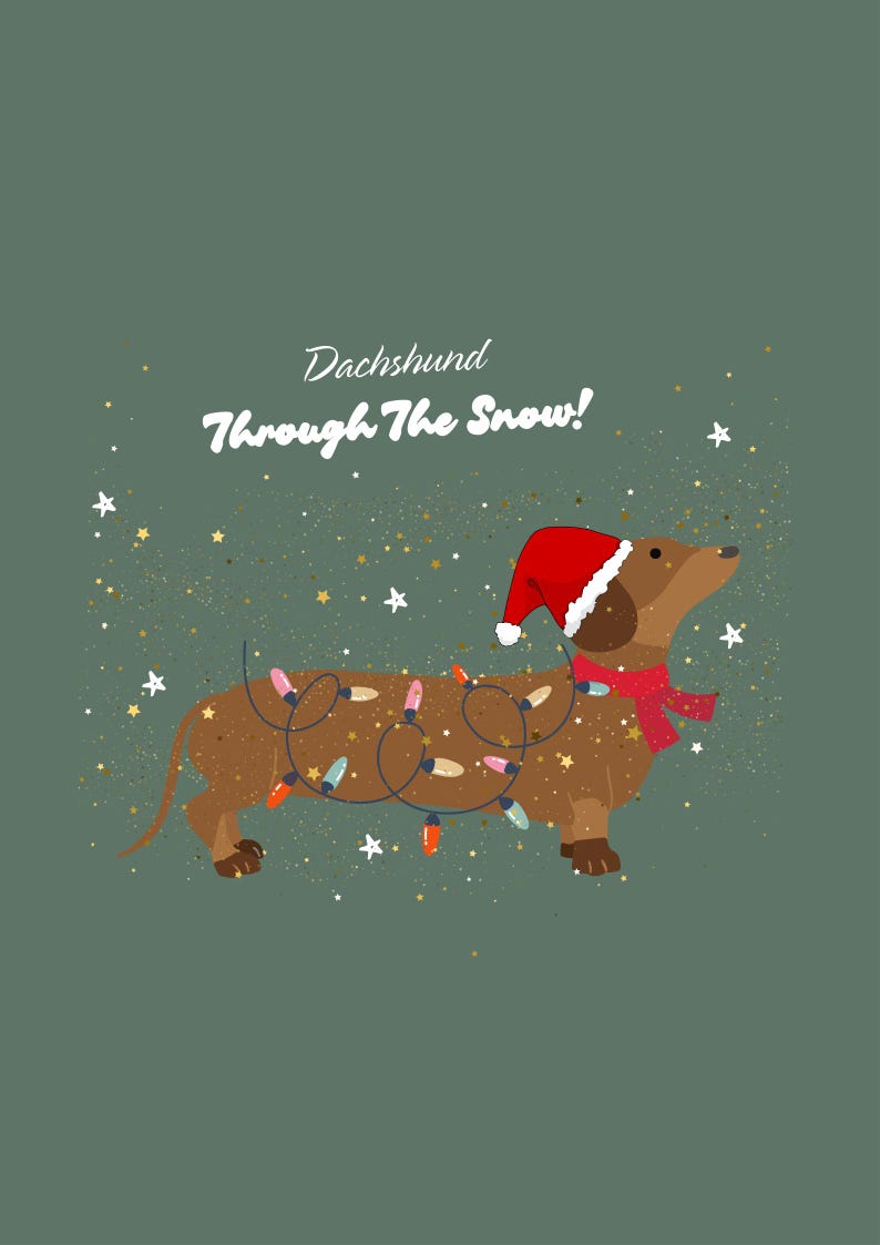 Dachshund Through the Snow Christmas Print, Wall Art, Christmas ...