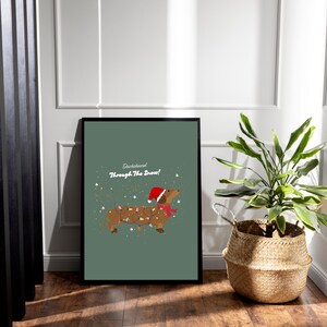 Dachshund Through the Snow Christmas Print, Wall Art, Christmas ...