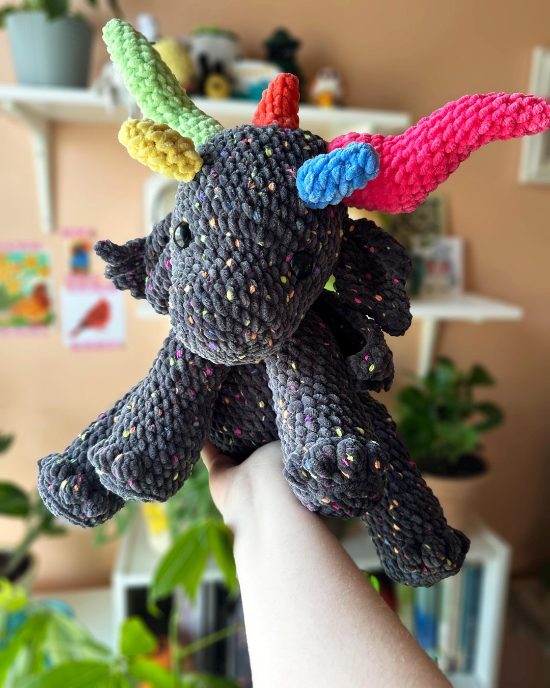 Crochet Snuggle Dragon Plushie - Amigurumi Cute Handmade Stuffed Plush ...