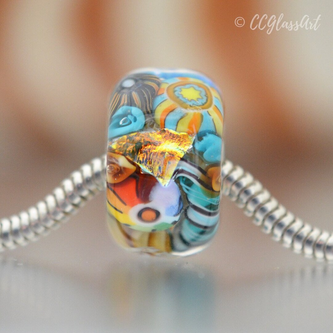 VENICE BEACH Lampwork Glass Bead Ocean Series Big Hole Handmade ...
